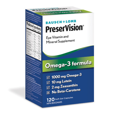 Buy Bausch & Lomb PreserVision Omega 3 Formula 120 Softgels Online in ...