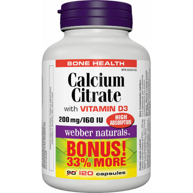 Buy Webber Naturals Calcium Citrate with Vitamin D Bonus Size 90 + 30 ...