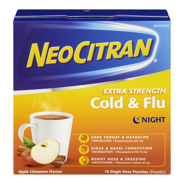 Buy NeoCitran Extra Strength Cold & Flu Night Apple Cinnamon Flavour at ...