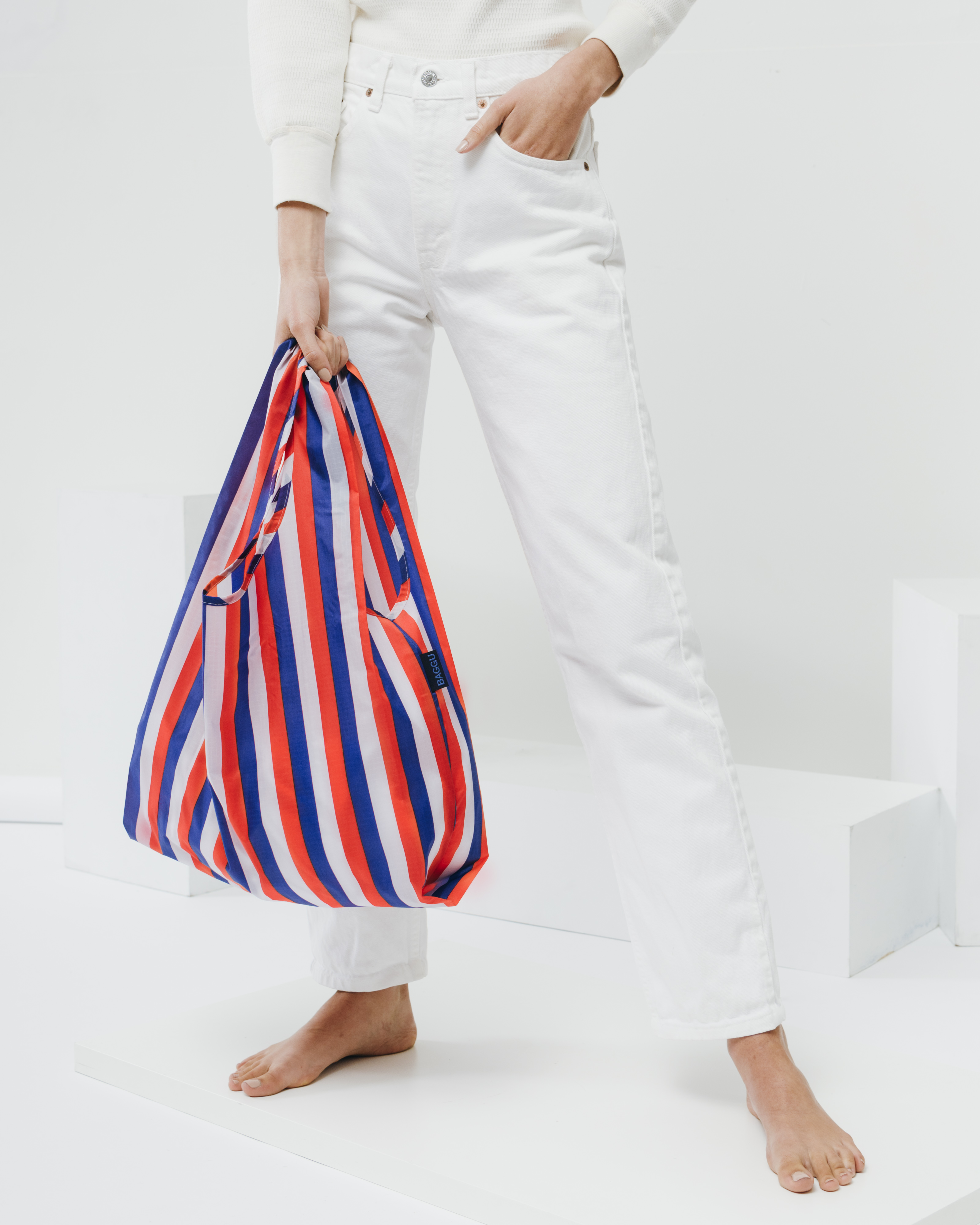 Buy Baggu Standard Baggu Reusable Bag in Red Nineties Stripe from ...